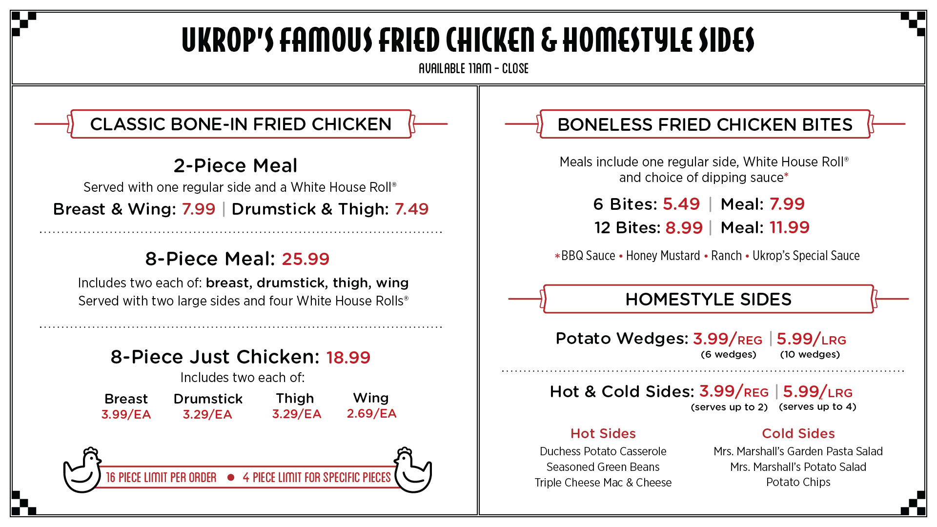 Hot Foods Menu - Ukrop's Homestyle Foods